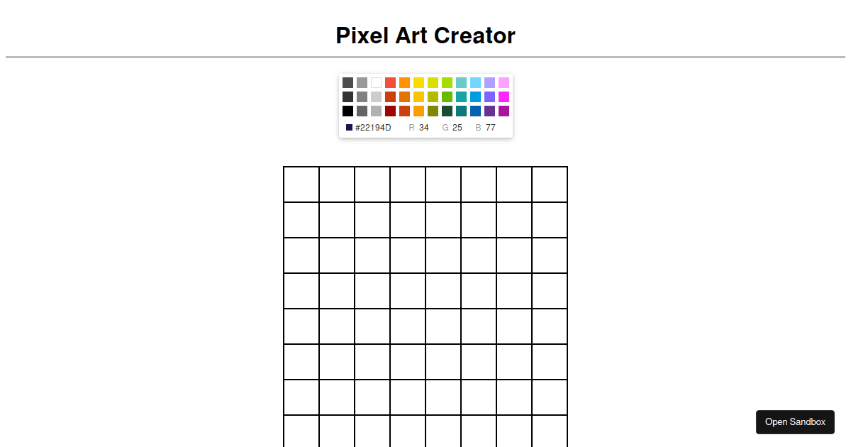 Challenge 13: Pixel Art Creator (07-07-2022) - Codesandbox