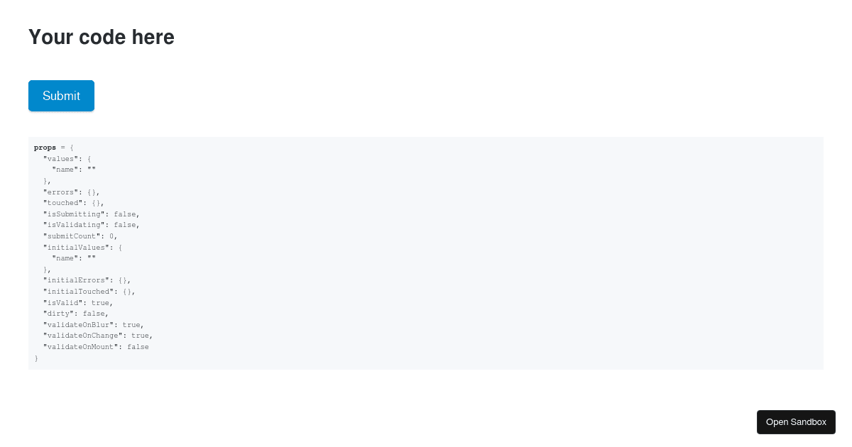 Formik Codesandbox Template - Codesandbox