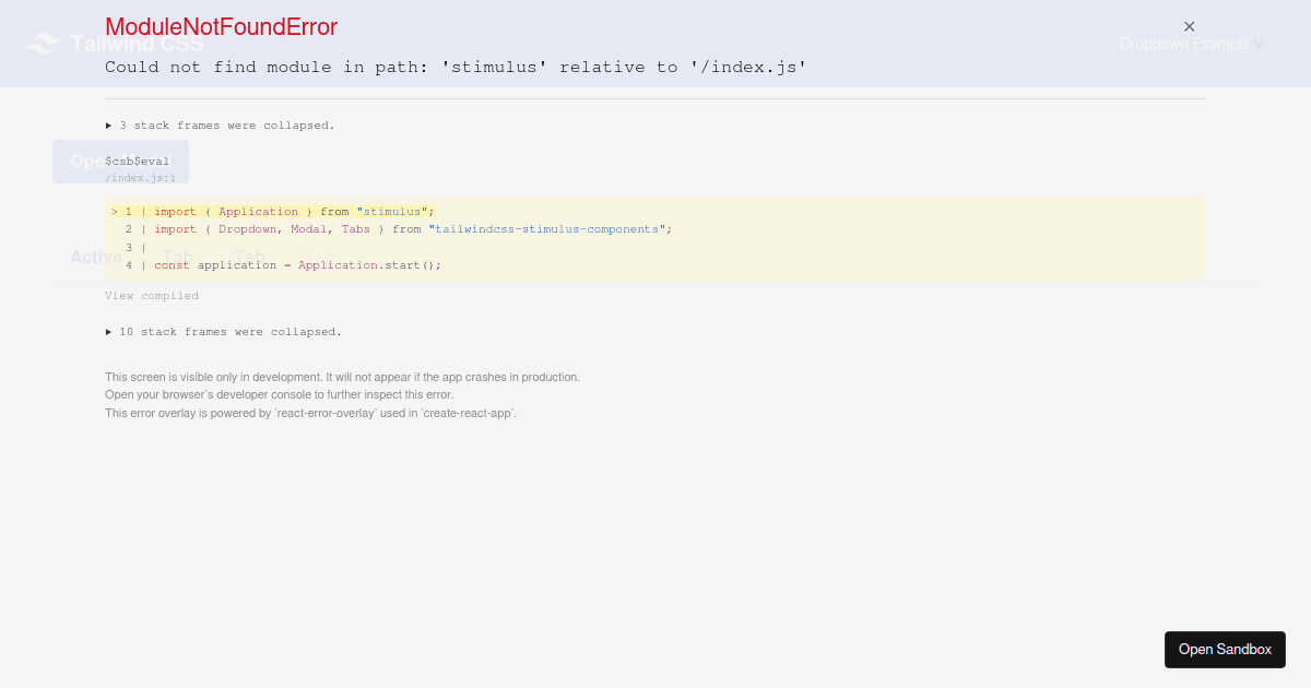 Tailwindcss Stimulus Components Demo Forked Codesandbox