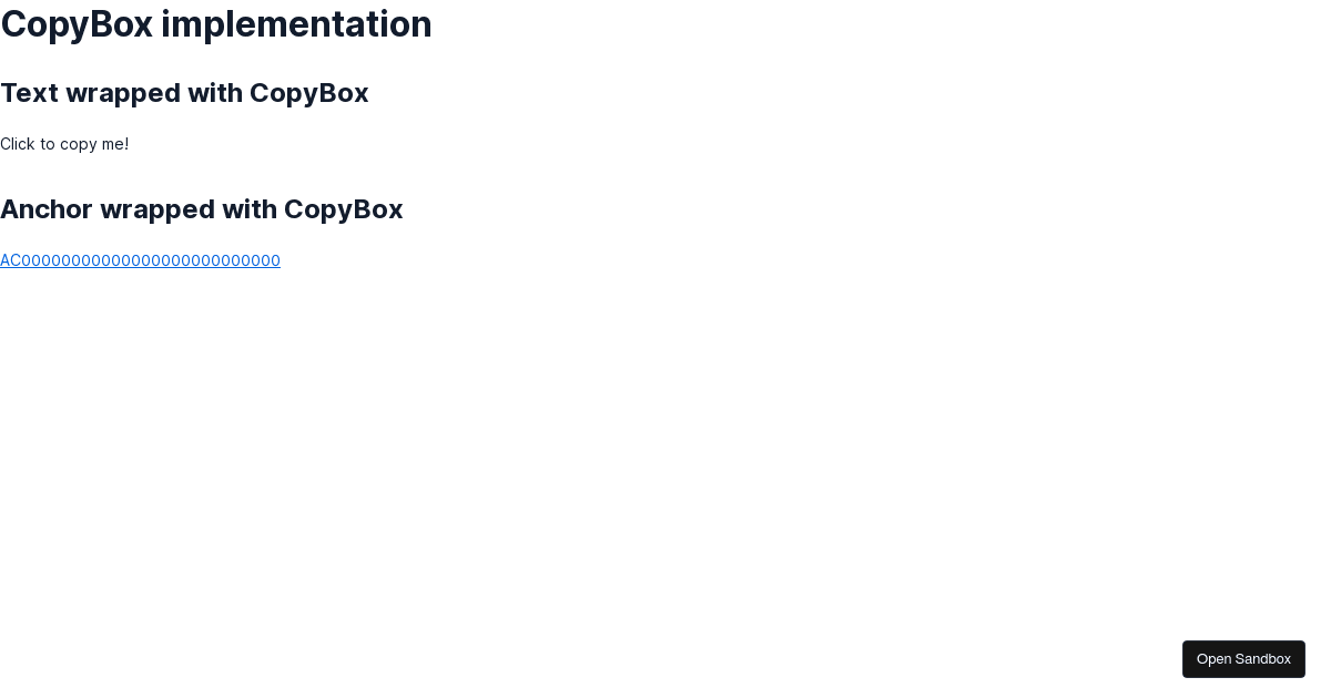 CopyBox Implementation - Codesandbox