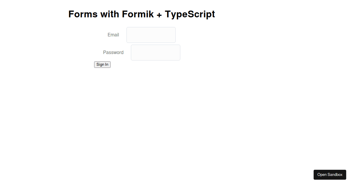 Forms with Formik + TypeScript - Codesandbox