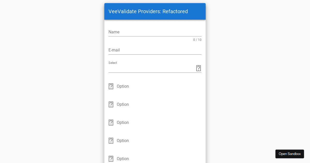 VeeValidate Components - Vuetify - Codesandbox