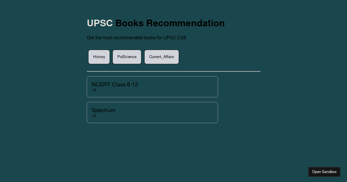 Recommendation System - Codesandbox