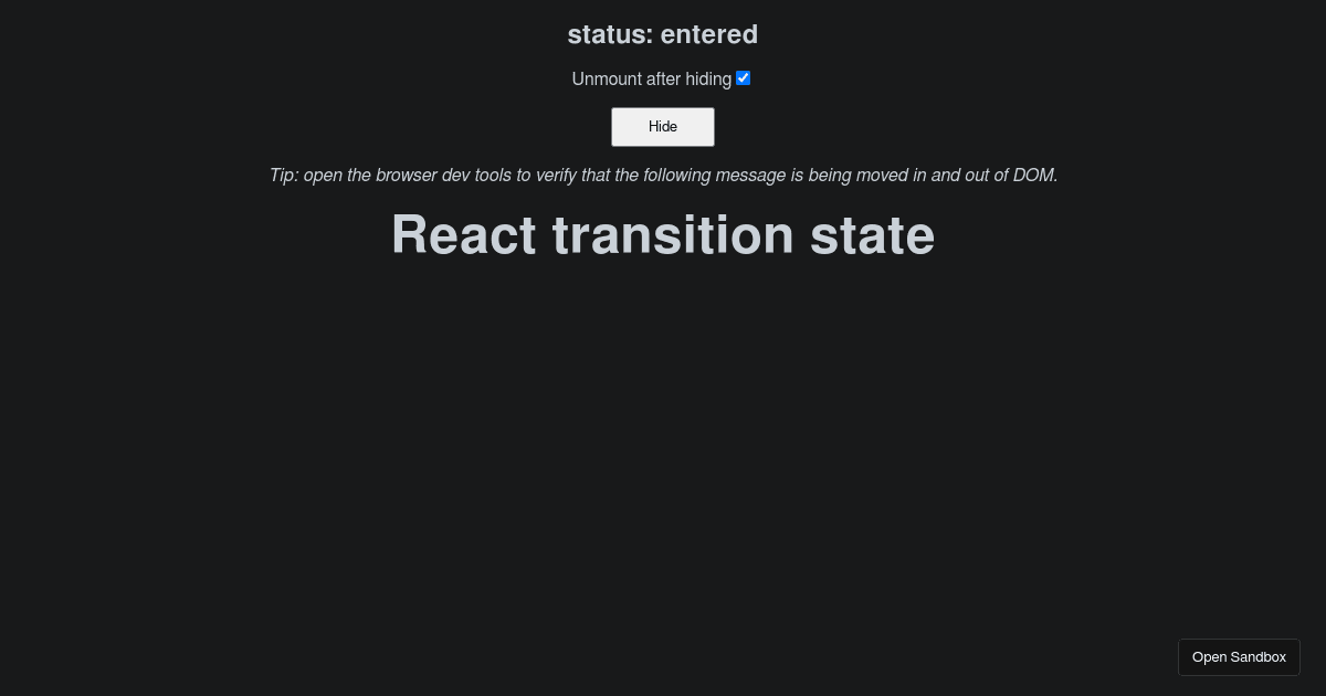 React Transition State Codesandbox