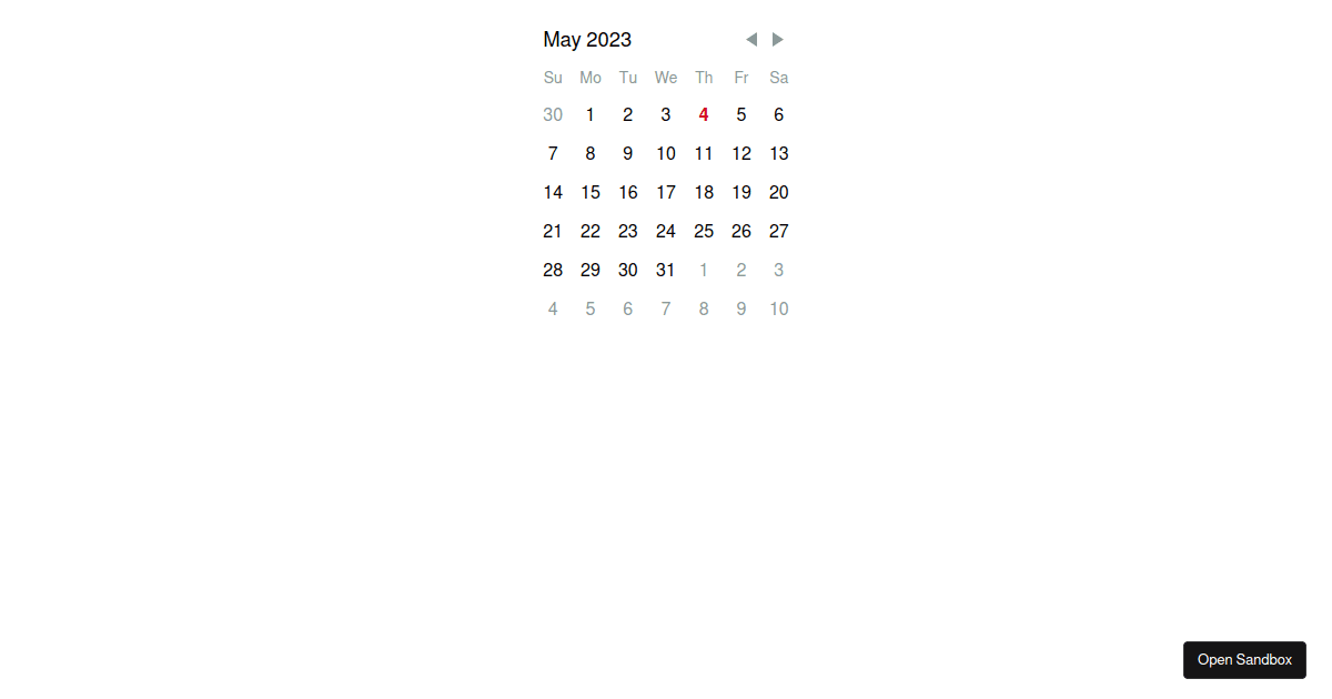 React Day Picker With Swipe Codesandbox