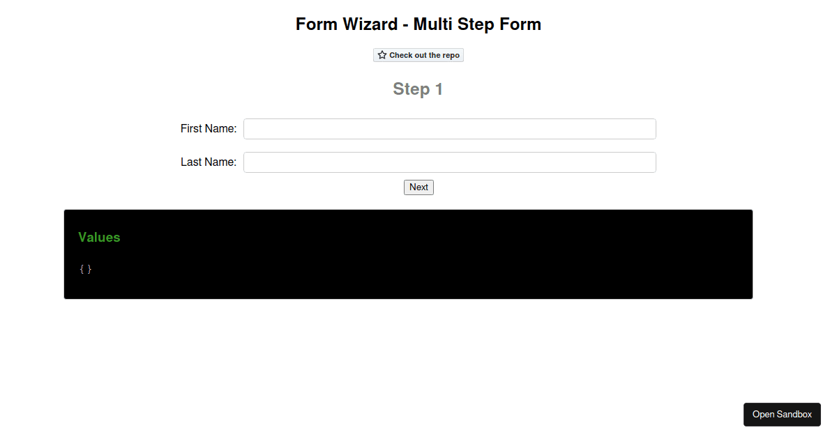 React Reactive Form - Wizard Form - Codesandbox