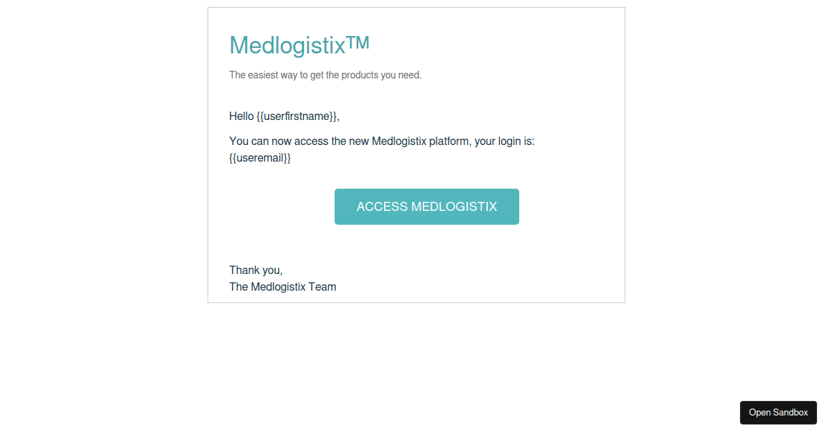 mlx welcome email template - Codesandbox