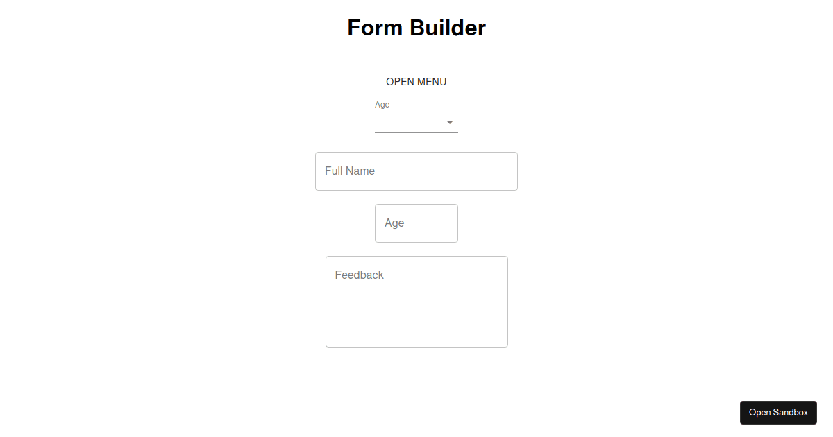 FormBuilder - Codesandbox