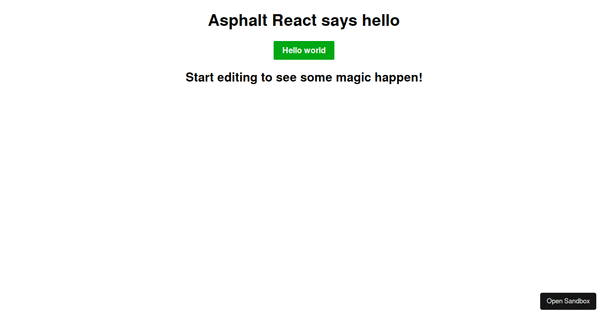 Asphalt React says hello (forked) - Codesandbox