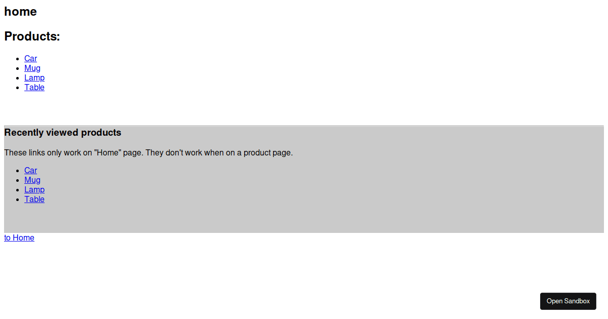 React router link problem - Codesandbox