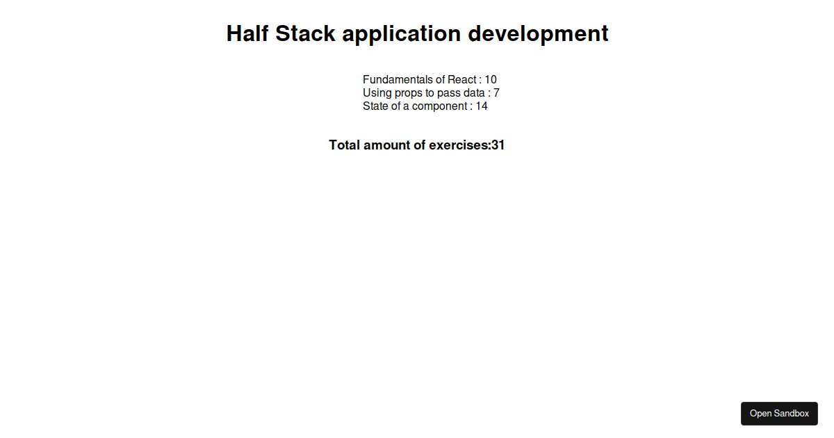 Exercise 1.1-1.2 FullStackOpen - Codesandbox