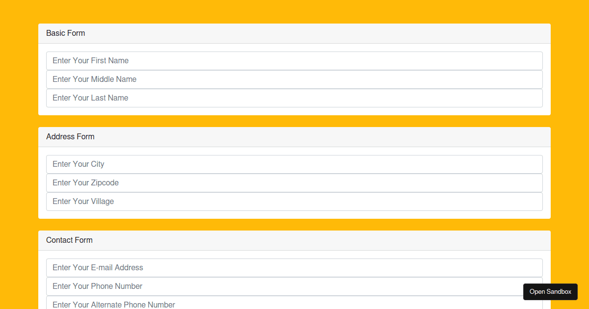 UseFormContext demo - Codesandbox