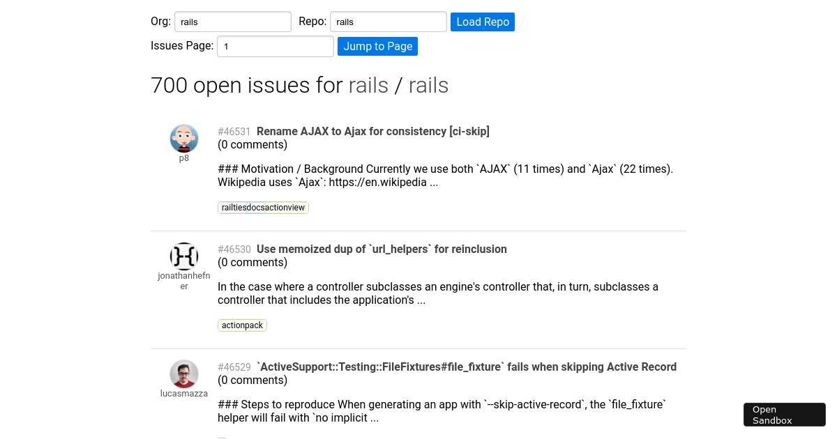 Rsk Github Issues Example Codesandbox