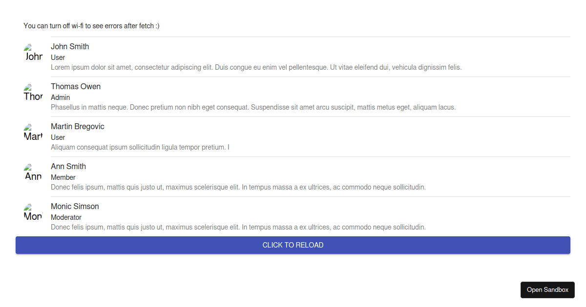 React Fetching Library Query Facc Codesandbox
