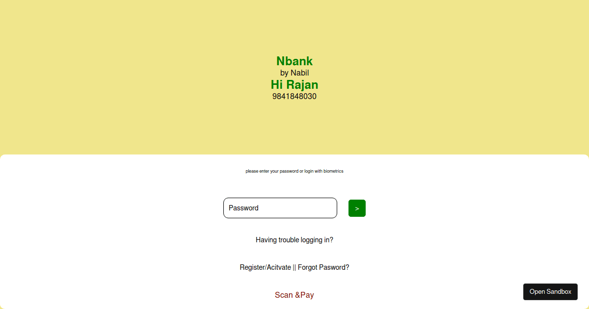 banking log in form - Codesandbox