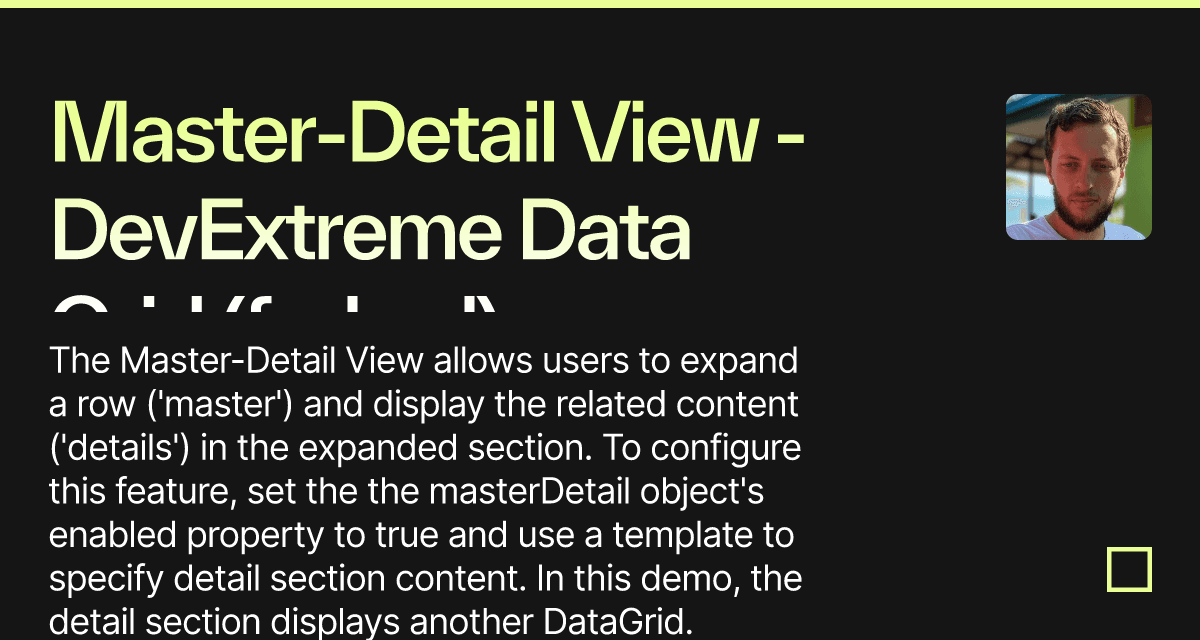 Master-Detail View - DevExtreme Data Grid (forked) - Codesandbox