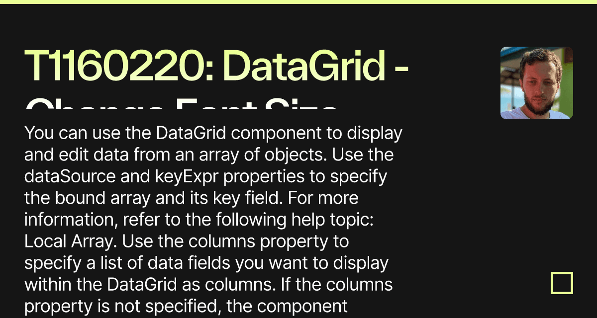 T1160220: DataGrid - Change Font Size - Codesandbox