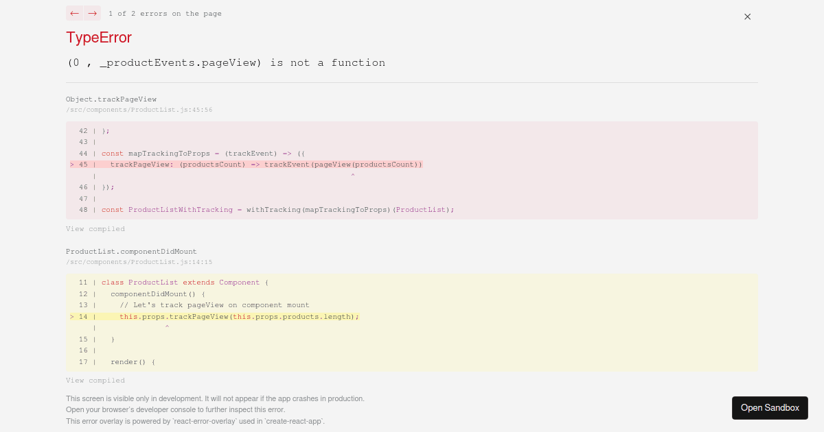 Testing React Tracker - Codesandbox