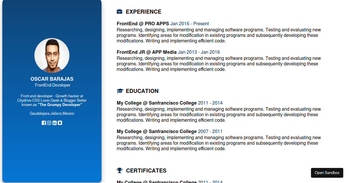 Resume-Design - Codesandbox