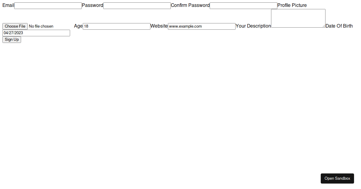 react-form-field-signup - Codesandbox