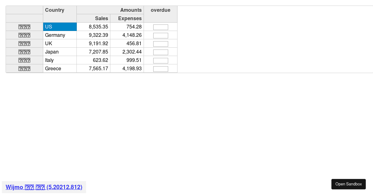 wijmo tri-state unicode - Codesandbox
