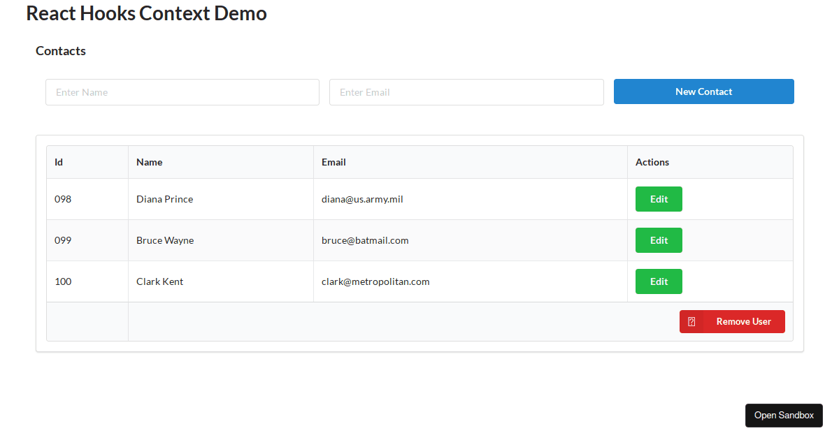 Live context (forked) - Codesandbox