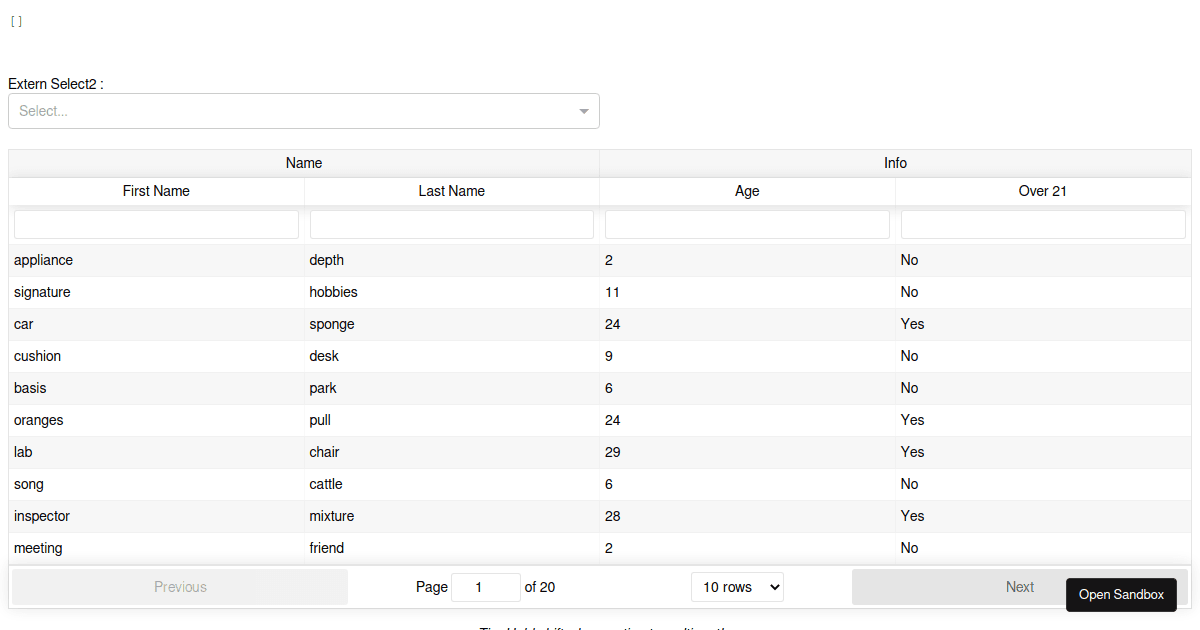 React Table Custom Filtering Multiple Values Filter Forked 1135