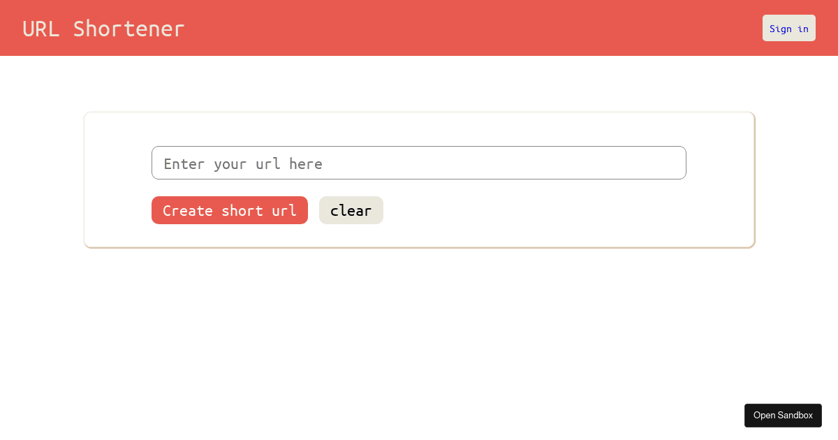 React Url Shortener Codesandbox