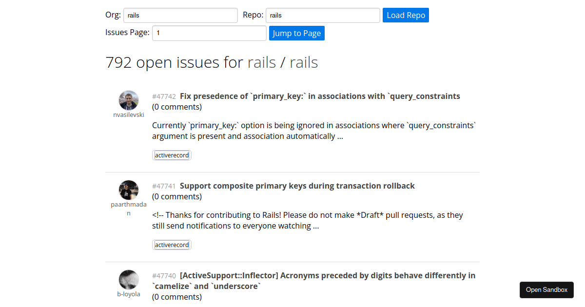 Rsk Github Issues Example Codesandbox
