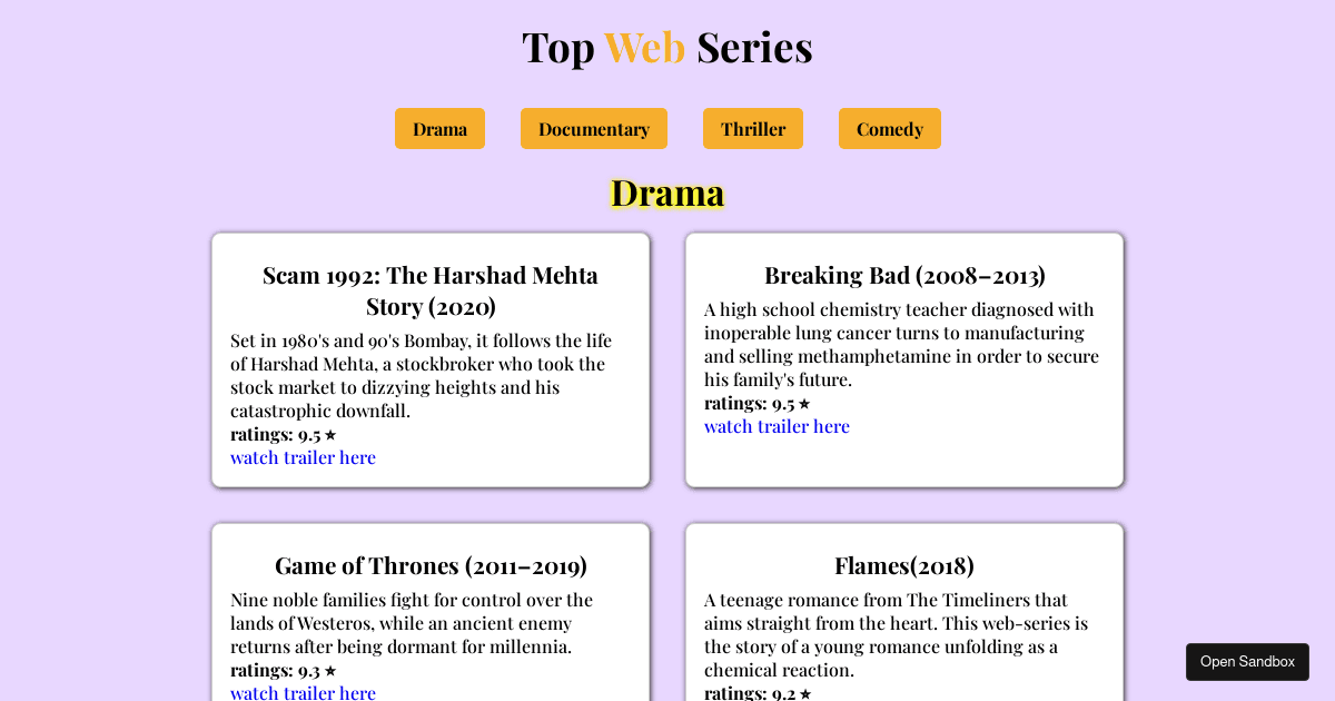 web-series-recommendation - Codesandbox
