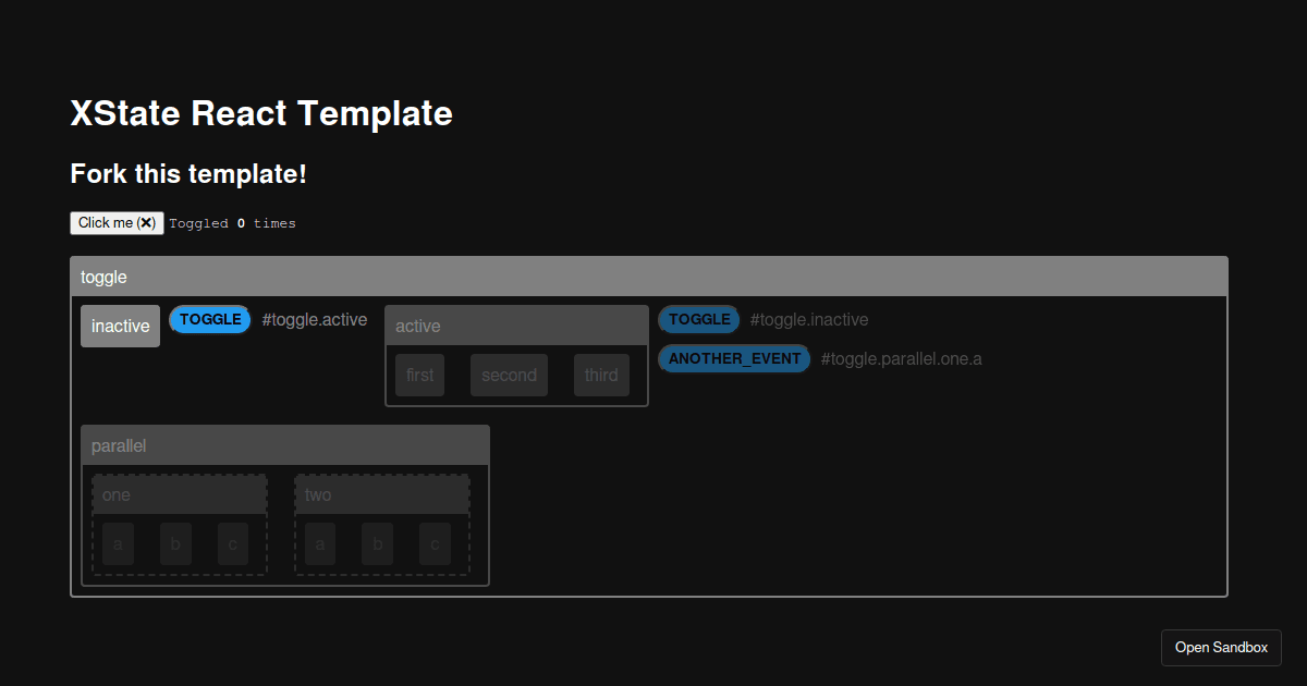 DIY XState viz - buttons send events - Codesandbox
