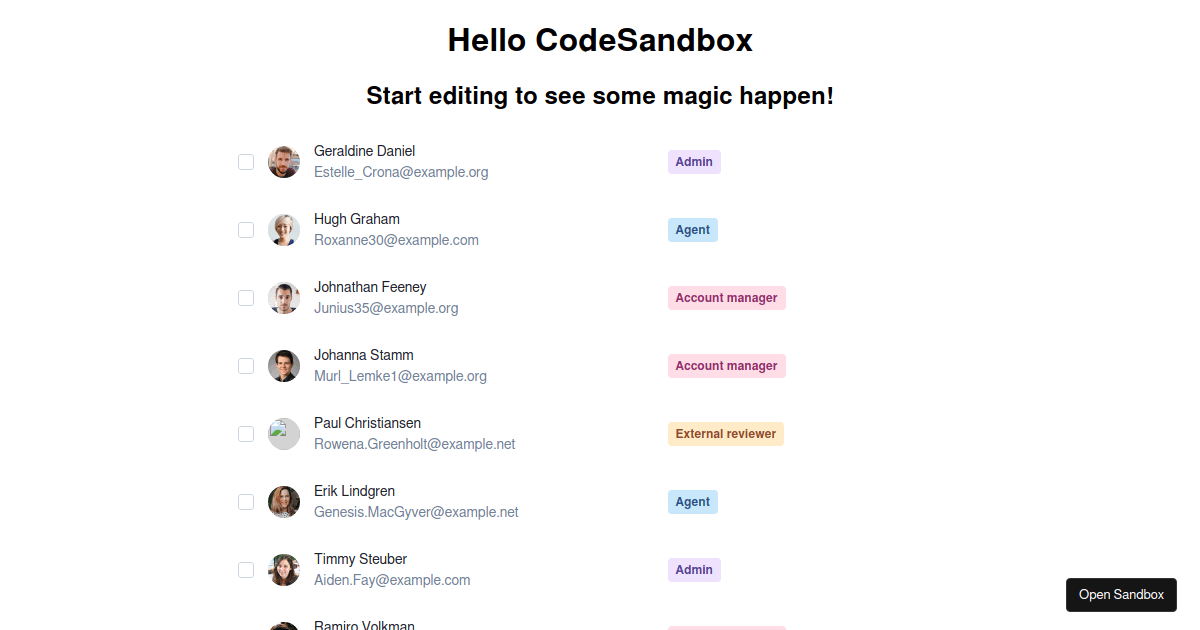 react - Codesandbox