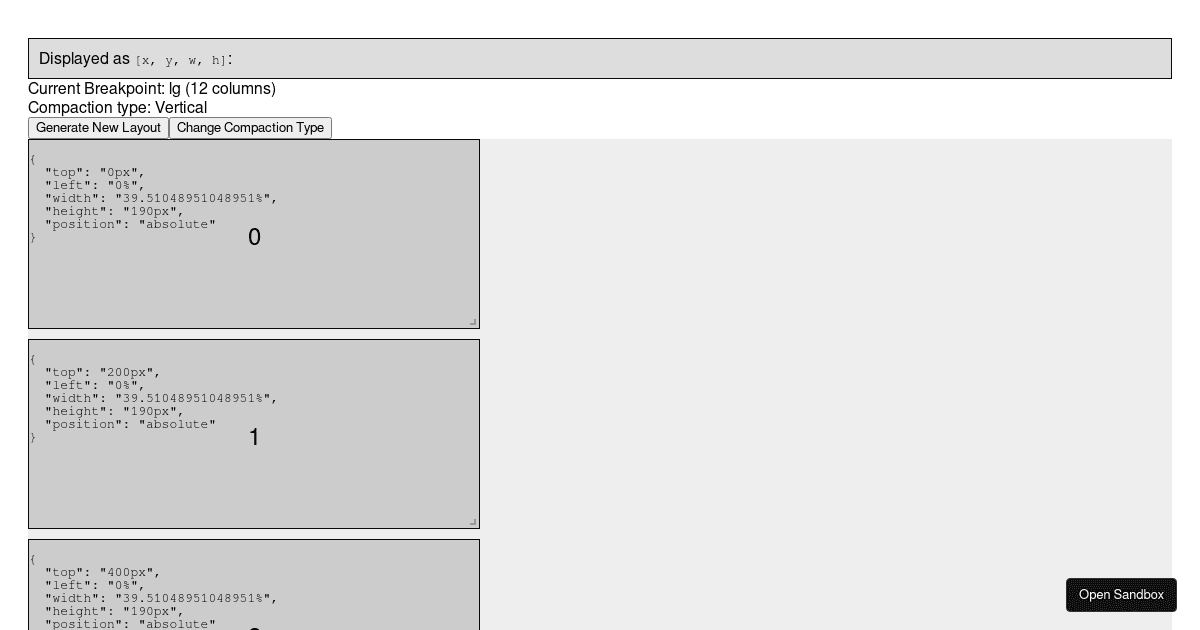 react-grid-layout-stuck-percentages - Codesandbox