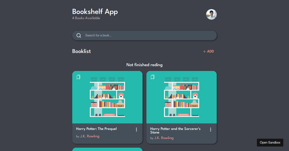 React Simple Bookshelf App Codesandbox