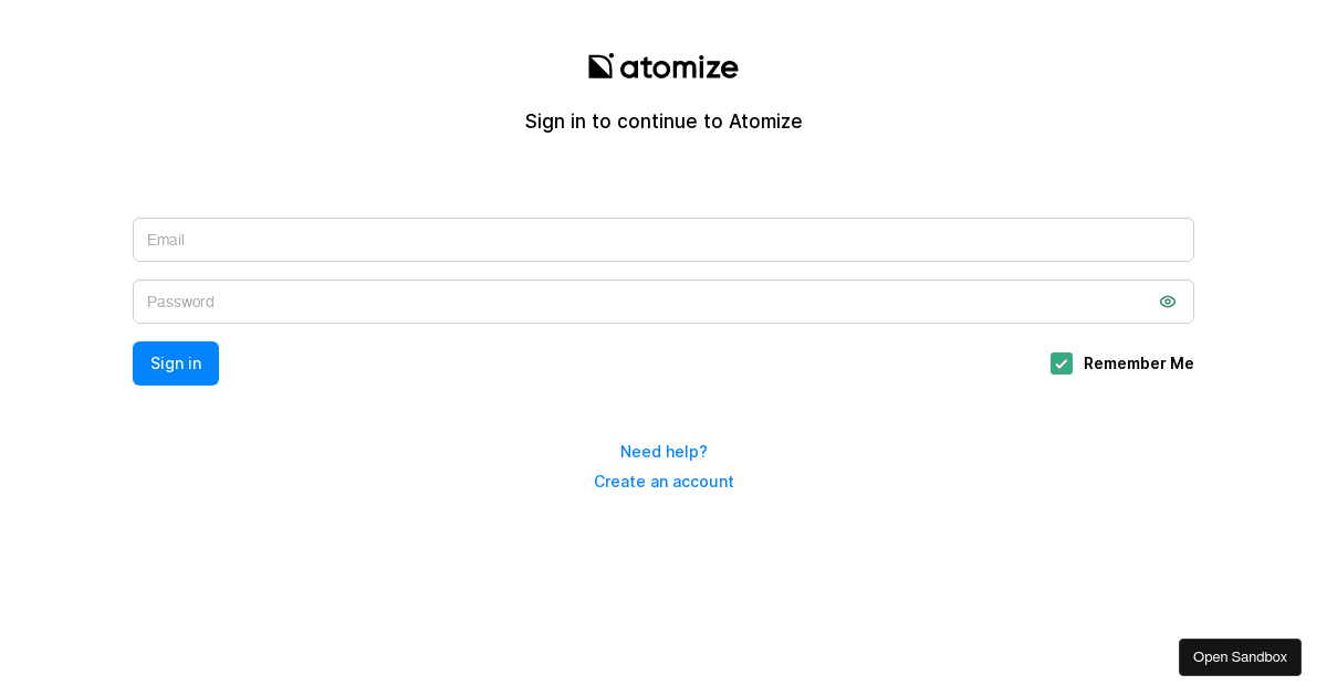 Login Form - Atomize - Codesandbox