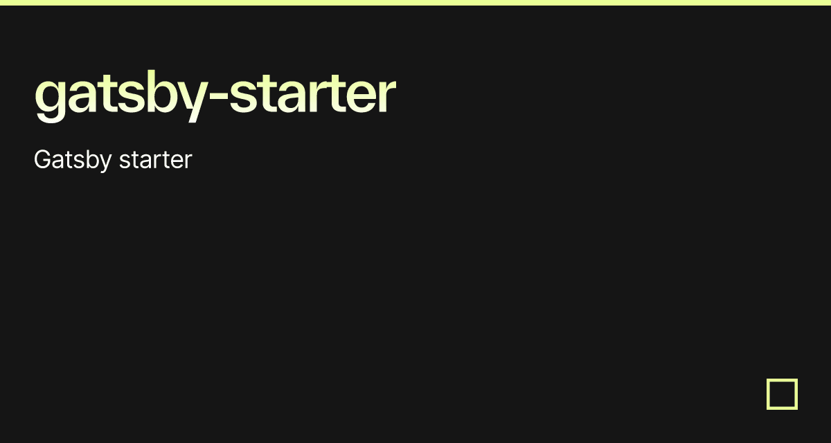 Gatsby Starter Codesandbox
