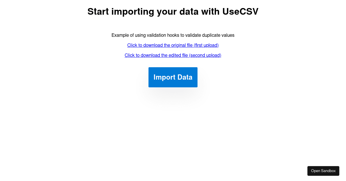 Usecsv Using Validation Hooks To Validate Duplicate Values Codesandbox