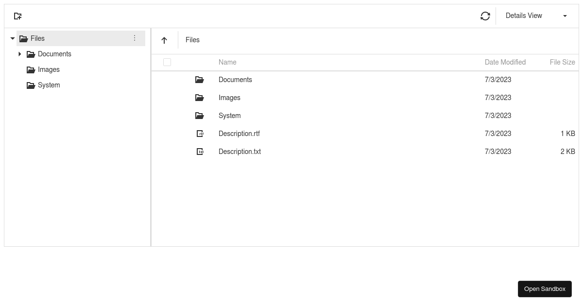 Hierarchical JS Structure - DevExtreme File Manager - Codesandbox