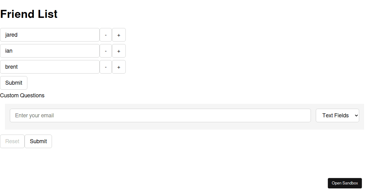 Formik Dynamic Form - Codesandbox
