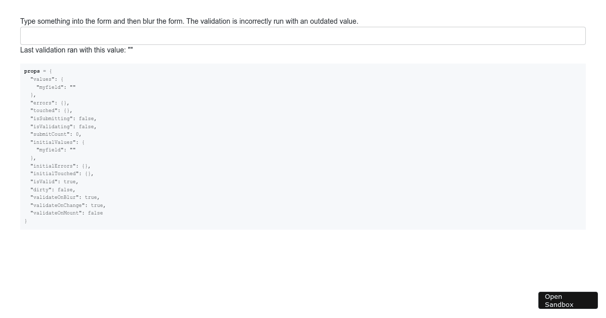 Formik Validation Bug Codesandbox