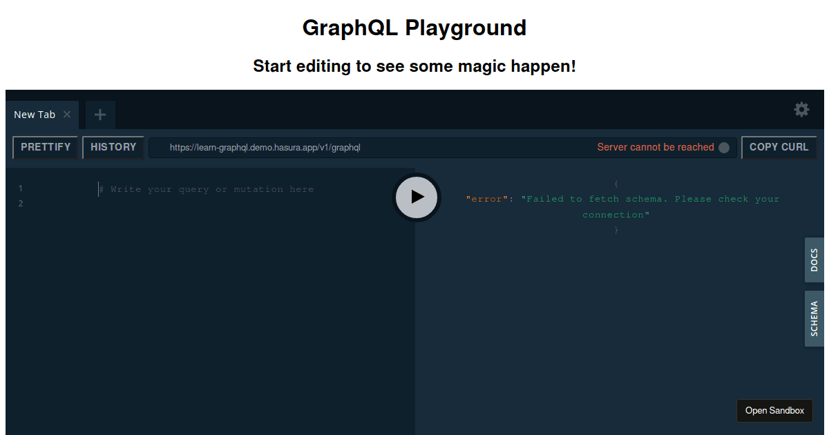 GraphQL Playground - Codesandbox