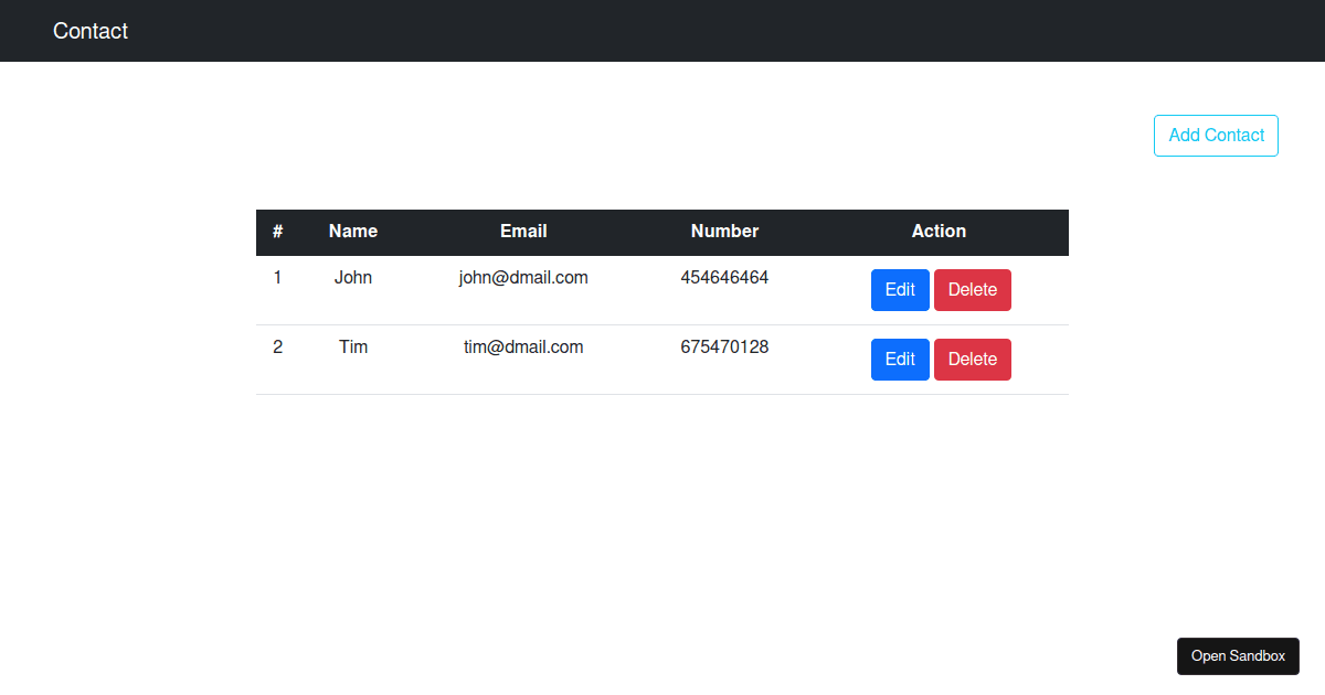 contact - Codesandbox
