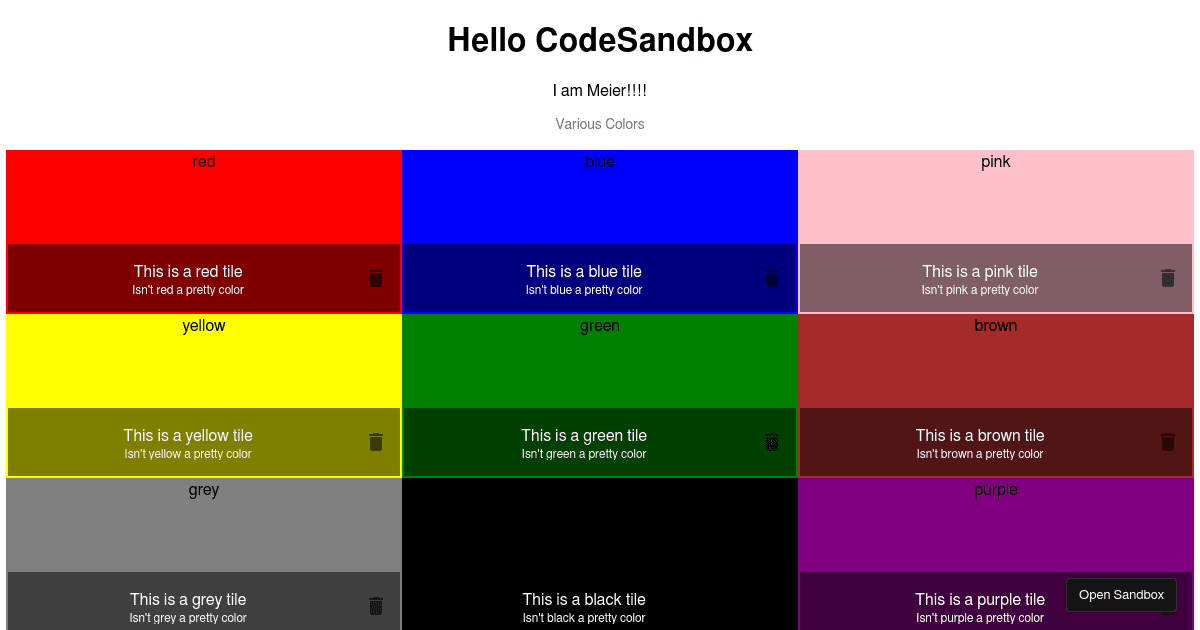 various colors material ui grid list - Codesandbox