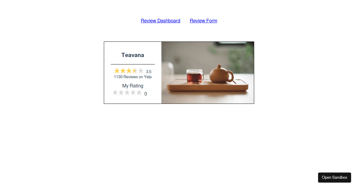 Reviews with Form - Codesandbox