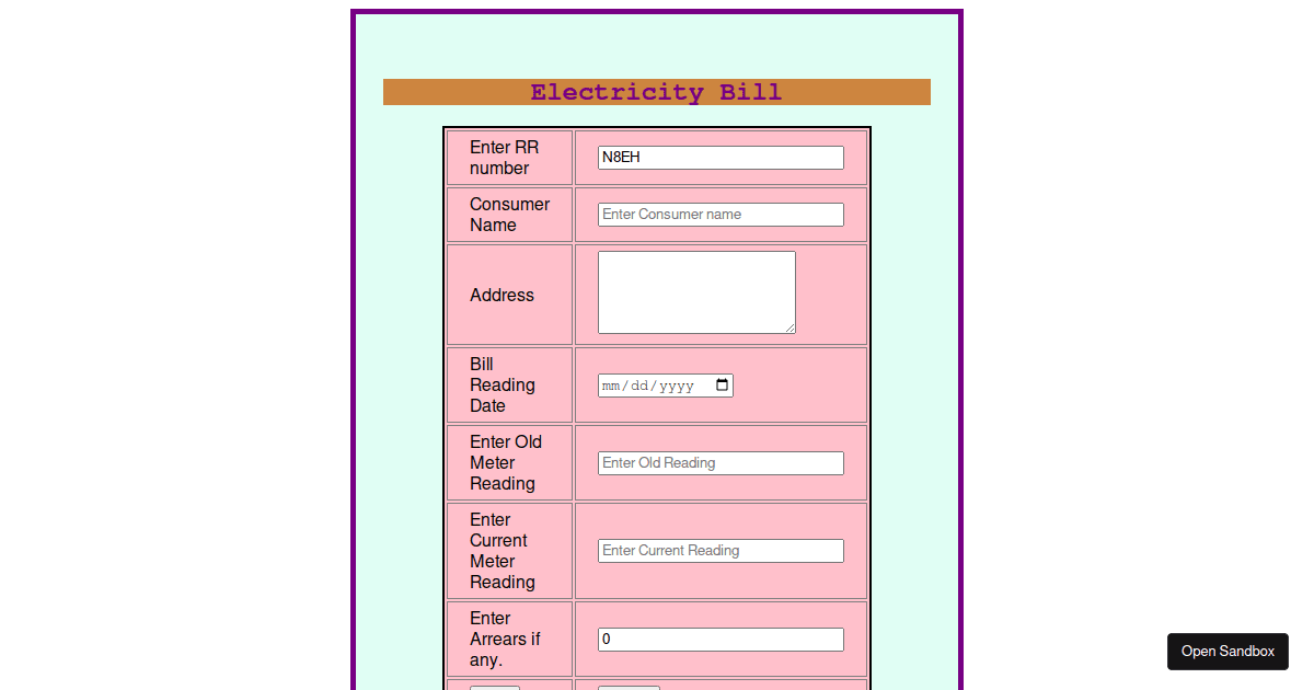 Electricity-Bill - Codesandbox