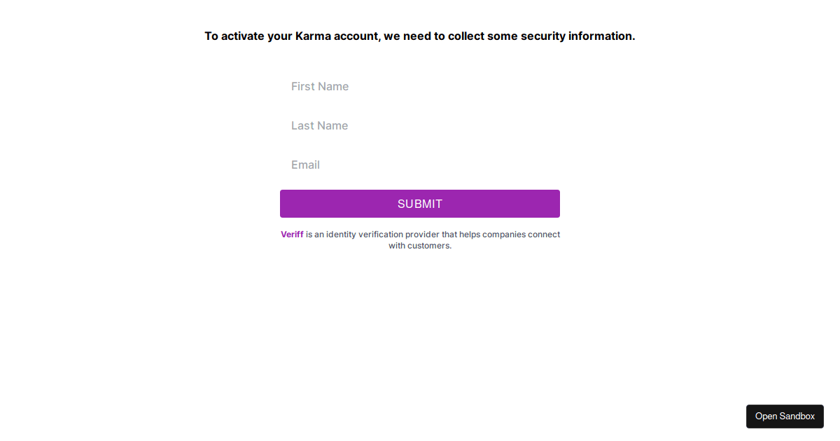 Veriff JS SDK - Codesandbox Veriff JS SDK - Codesandbox