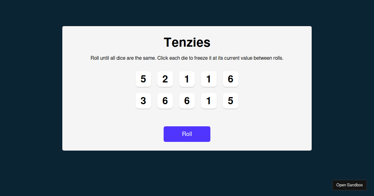 Tenzies Game - Codesandbox