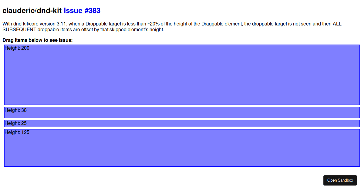 clauderic/dnd-kit Issue #383 - Codesandbox