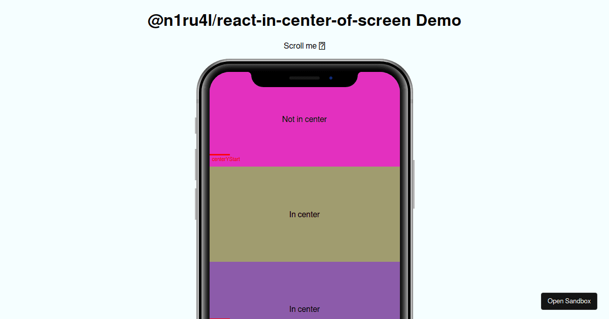 react-in-center-of-screen react-dom demo - Codesandbox