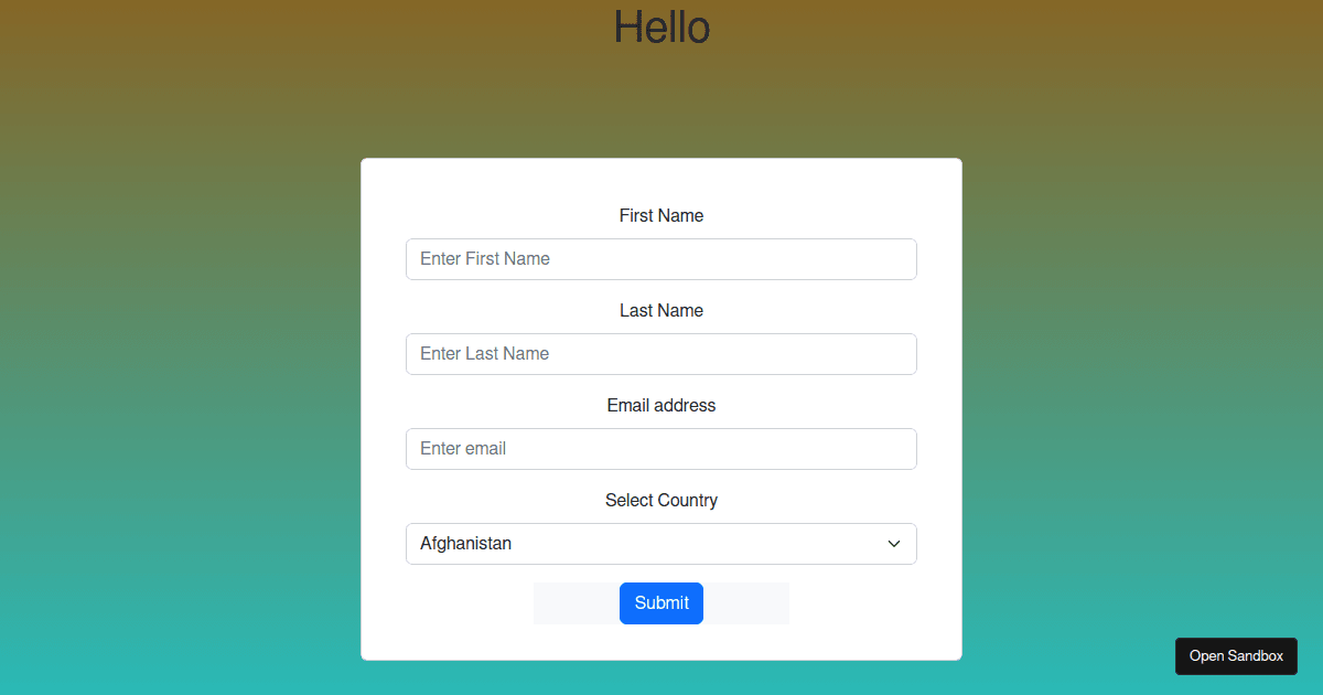 MultiComponentUserForm - Codesandbox